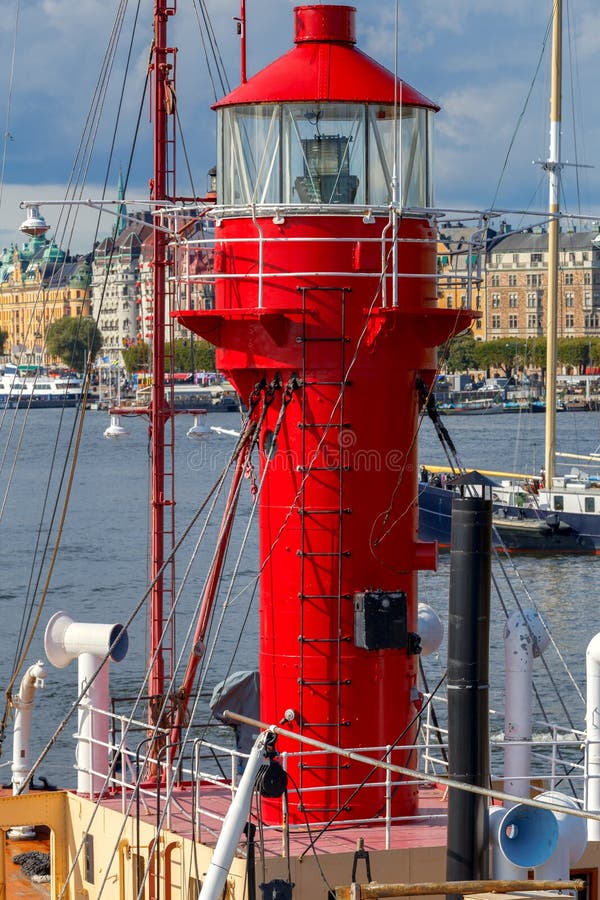 Stockholm. Ship Lighthouse. Stock Image - Image of navigation, city ...
