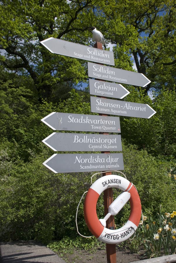Stockholm signpost stock photo. Image of arrows, skansen - 20089932