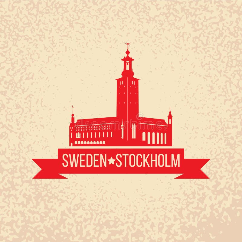Stockholm Skyline with the Symbol of Sweden Stock Vector - Illustration ...