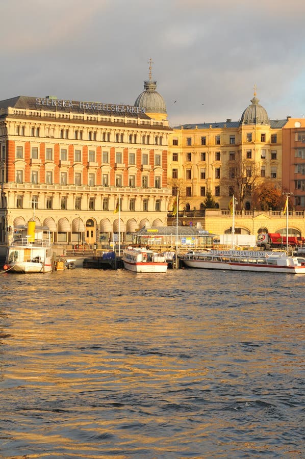 Stockholm at sunset editorial stock photo. Image of historic - 22955053