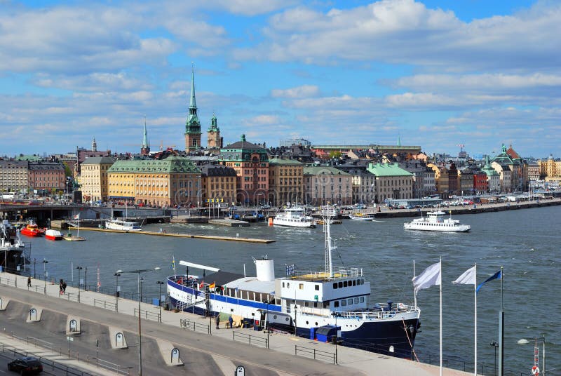 Stockholm. View of the Old Town and Slussen Stock Image - Image of ...