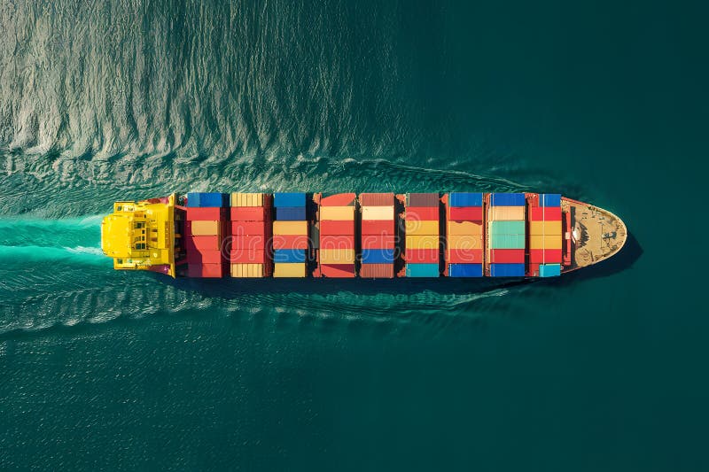 StockImage Aerial View Cargo Maritime Ship in Ocean, Export Concept ...