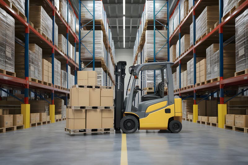 StockImage Boxes of Goods and Forklift in Warehouses, Logistics and ...