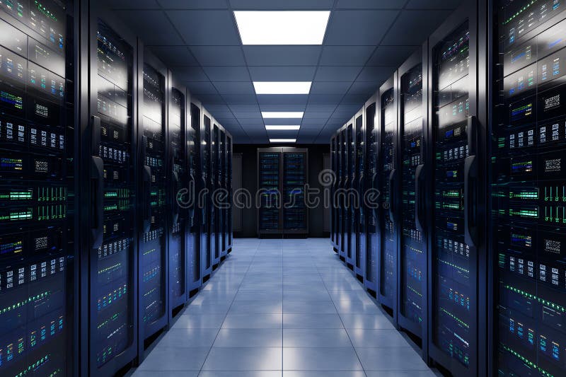 StockImage Server Room Data Center 3D Rendering with Realistic Server ...