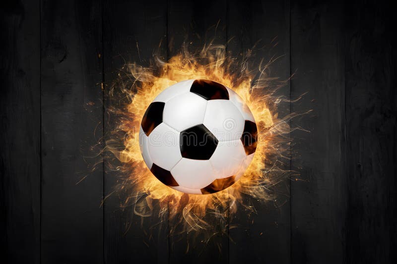 StockImage Soccer Ball Depicted Ablaze on a Dark Backdrop Stock ...