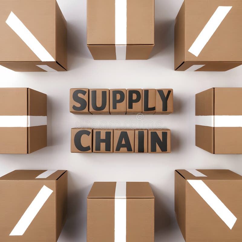 StockImage Supply Chain Visualization Carton Cardboard Boxes Arranged ...