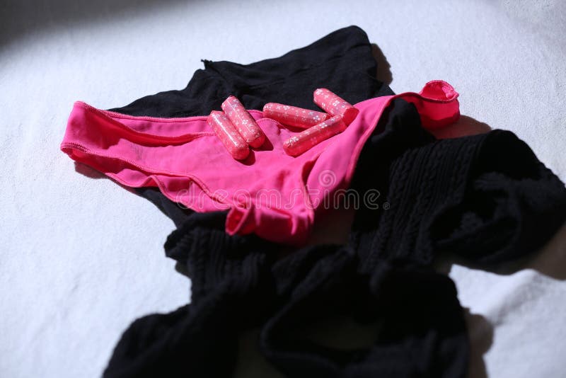 Stockings and Panties with Pink Tampons Stock Photo - Image of lingerie ...