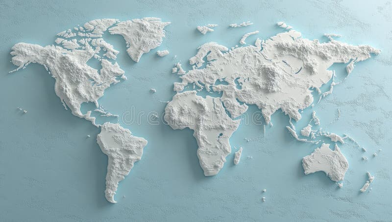 StockMinimalistic 3D Earth Map on a Soft Blue Gradient Stock Photo ...