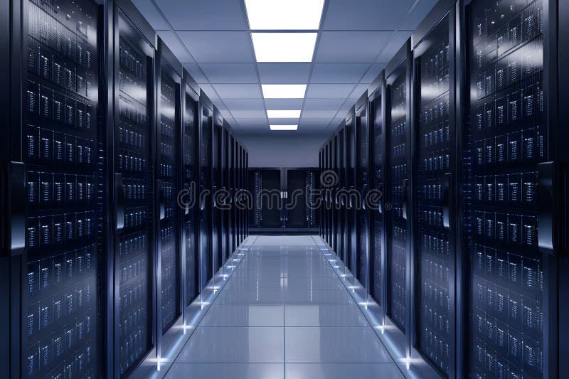 StockPhoto Modern Data Center with High Powered Servers, Big Data ...