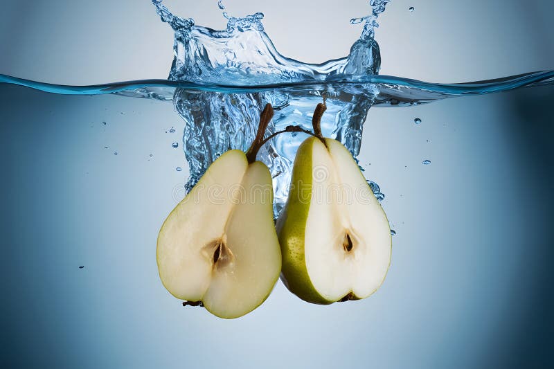 StockPhoto Water Splash Featuring Sliced Pears in an Isolated Setting ...