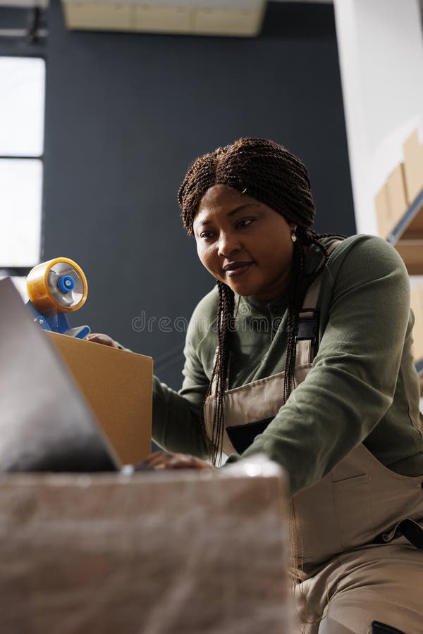 Stockroom Manager Analyzing Merchandise Logistic Stock Photo - Image of ...