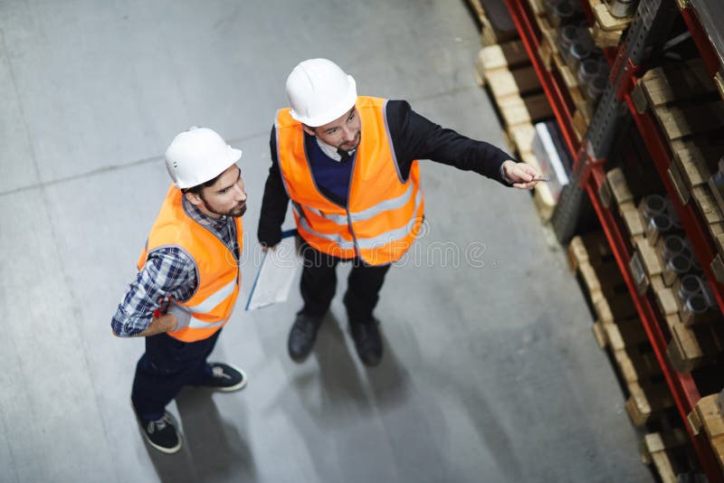 Stocktaking in Large Warehouse Stock Image - Image of manager ...