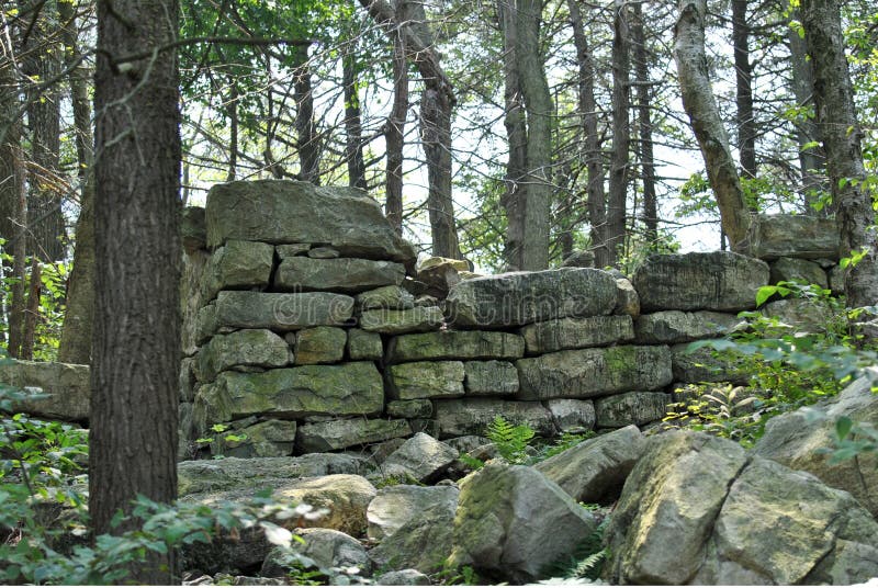 Stoen Wall in Forest stock image. Image of gray, derelict - 144924483