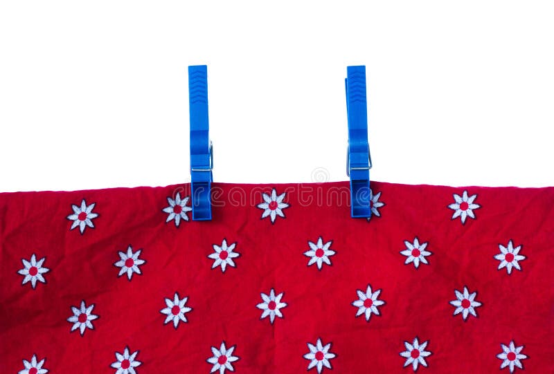 Stof op twee wasknijpers stock foto. Image of stof, kleur - 25279914