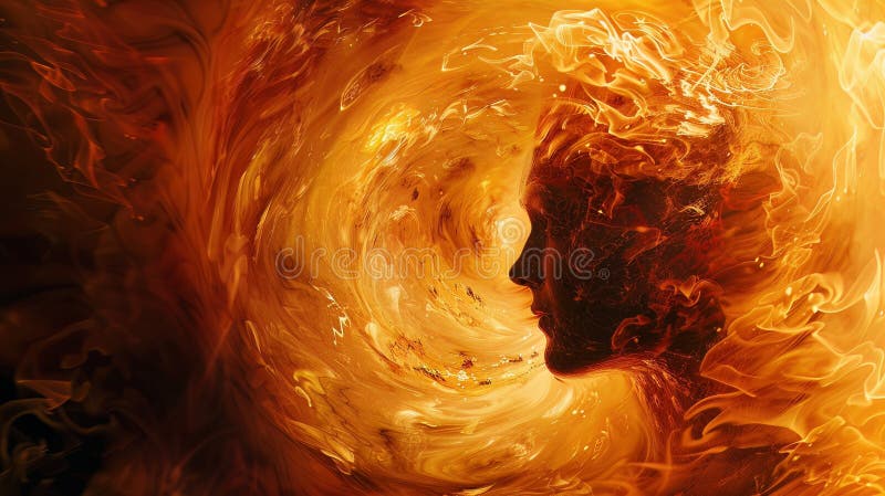 A Stoic Expression Amidst Swirling Heat and Fire Signifying Enduring ...