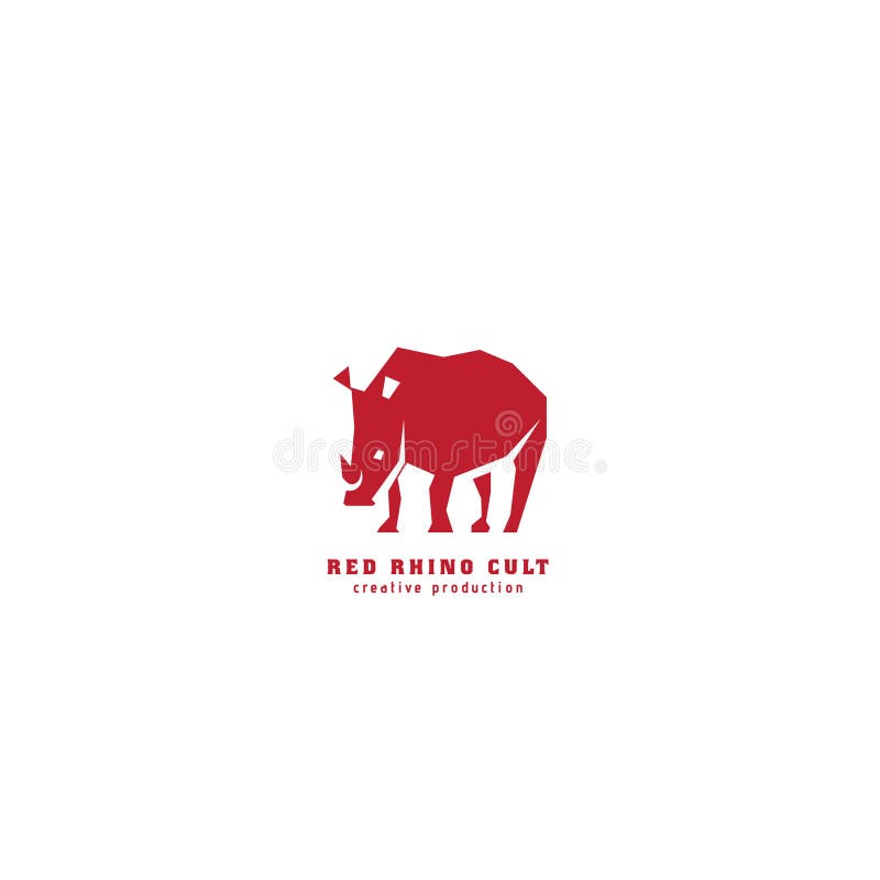 Red Rhino Template Logo Love with Combiation Object Stock Vector ...