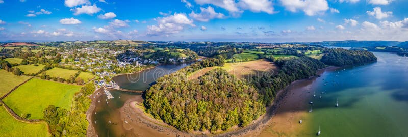 Stoke Gabriel and River Dart from a Drone, Devon, England Stock Image ...