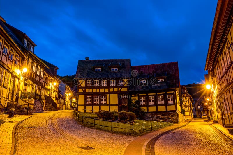 Stolberg in Germany stock image. Image of europe, night - 95032539