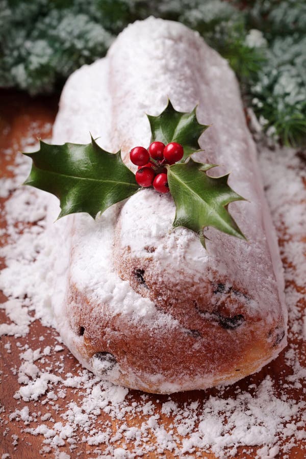 Stollen Cake on the Textured Wooden Board Stock Image - Image of ...