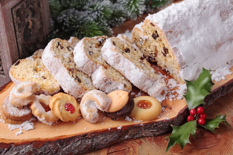 Stollen cake stock image. Image of holly, horizontal - 21963085