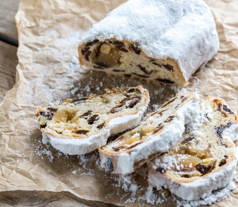 Slices of Stollen Cake stock photo. Image of amande, currants - 5606628