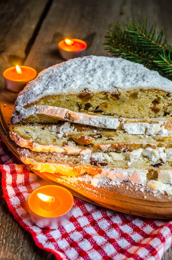 Stollen cake stock photo. Image of candle, baked, orange - 36736116