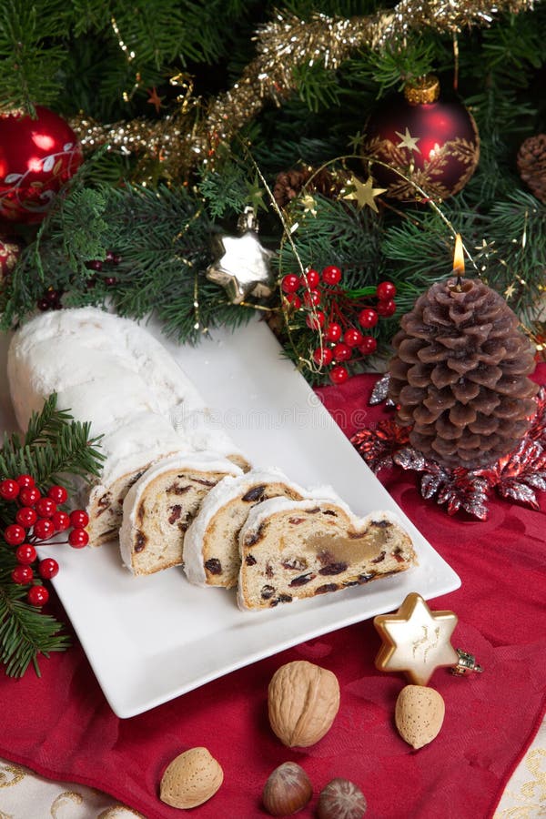 Stollen for Christmas stock photo. Image of napkin, bread - 28226288