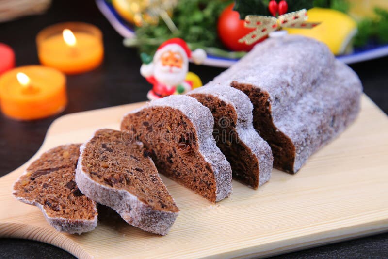 Stollen German Christmas Cake Cut On The Table Top View Stock Image ...