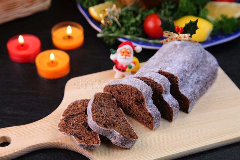 Stollen German Christmas Cake Cut On The Table Top View Stock Image ...