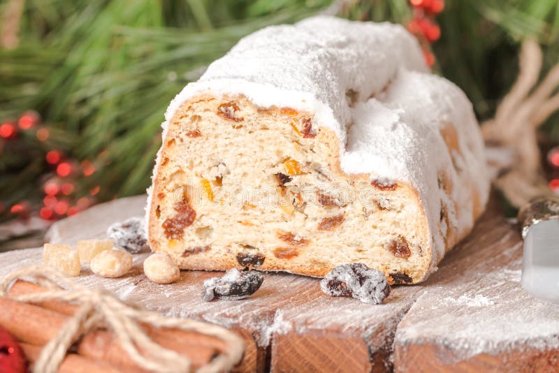 Stollen.Traditional German Christmas Cake Stock Image - Image of ...