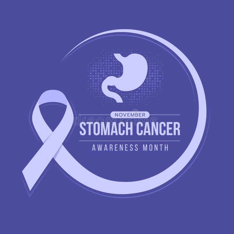 Stomach Cancer Awareness Month Text And Stomach Sign In Periwinkle Blue