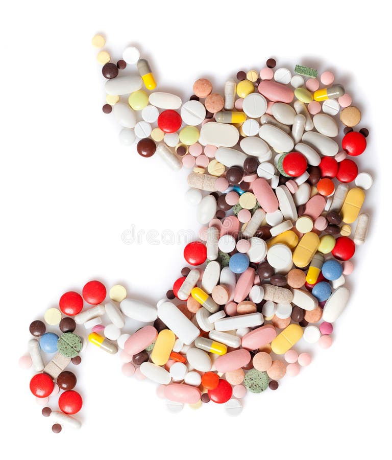 Stomach from Colored Pills, Tablets and Capsules Stock Photo - Image of ...