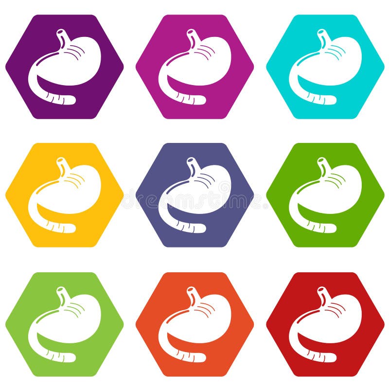 Stomach icons set 9 vector stock vector. Illustration of human - 117675437