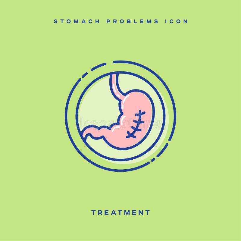 Stomach Problem Icon. Successful Treatment after Surgery. Linear Icons ...