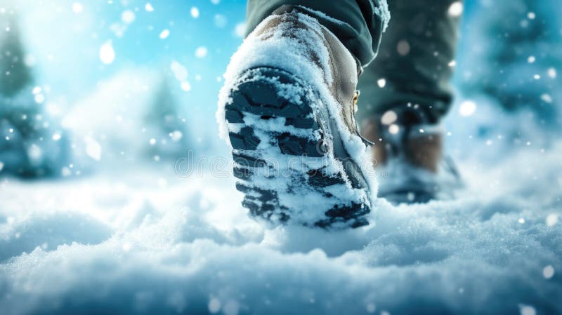 Stomping through Deep Snow in Winter Boots. Stock Illustration ...