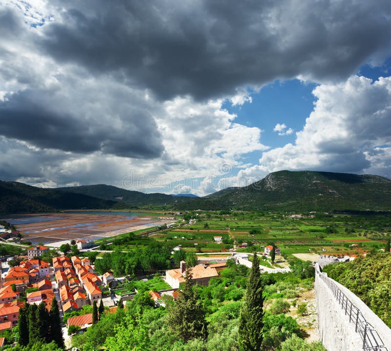 Ston. Croatia stock image. Image of fortress, building - 28546639