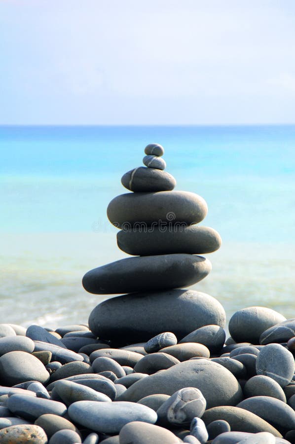 Stone Stack on Pebble Beach Stock Photo - Image of philosophy, closeup ...