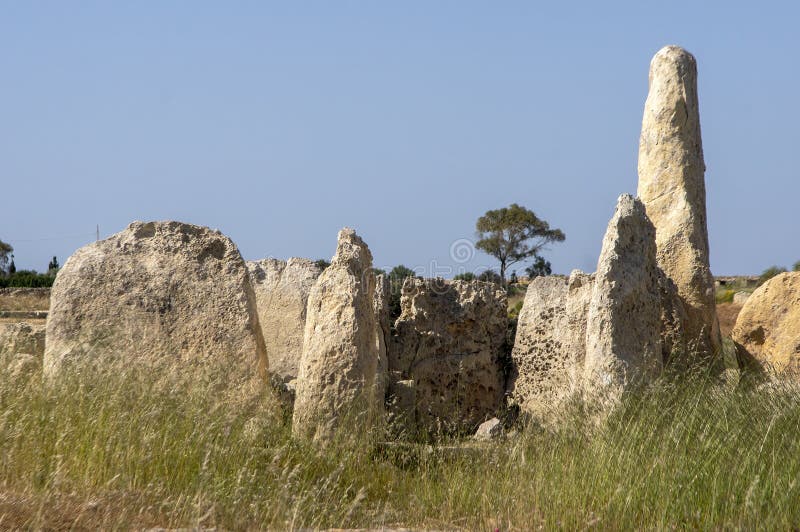 Megalithic Temple Complex of Hagar Qim, Malta Stock Image - Image of ...