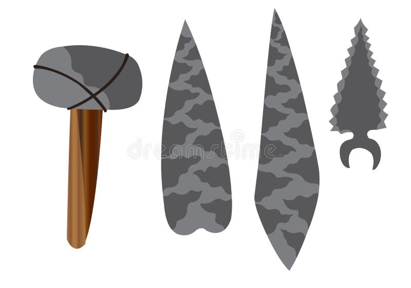 Stone Age Tools Set, Caveman Civilization Culture Stock Vector ...