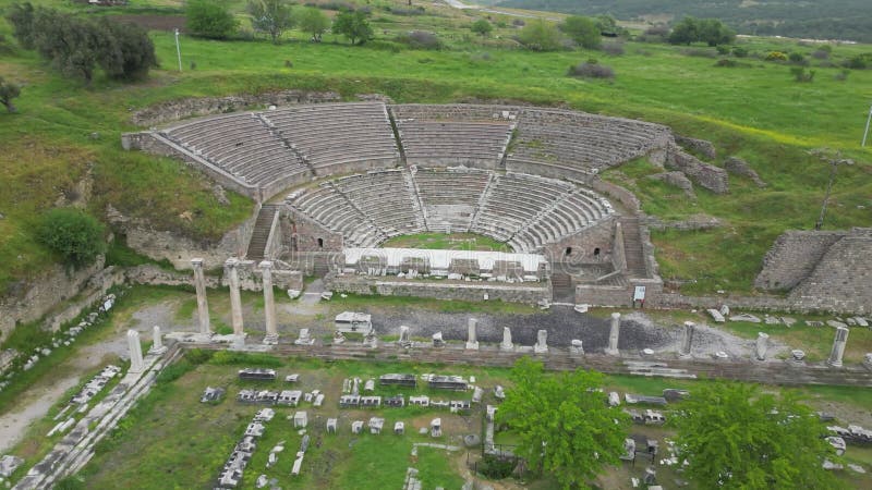 Stone Amphitheater of Ancient Pergamon Seen from High Diagonal Angle ...