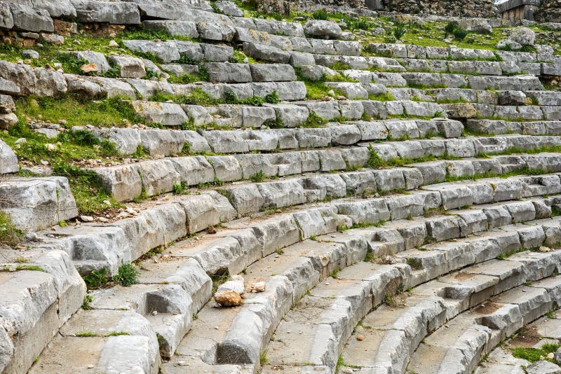 Stone Amphitheater Steps with Vegetation Stock Image - Image of tourism ...