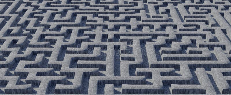 Stone Ancient Realistic Labyrinth. Marble Empty Maze with 3d Render ...