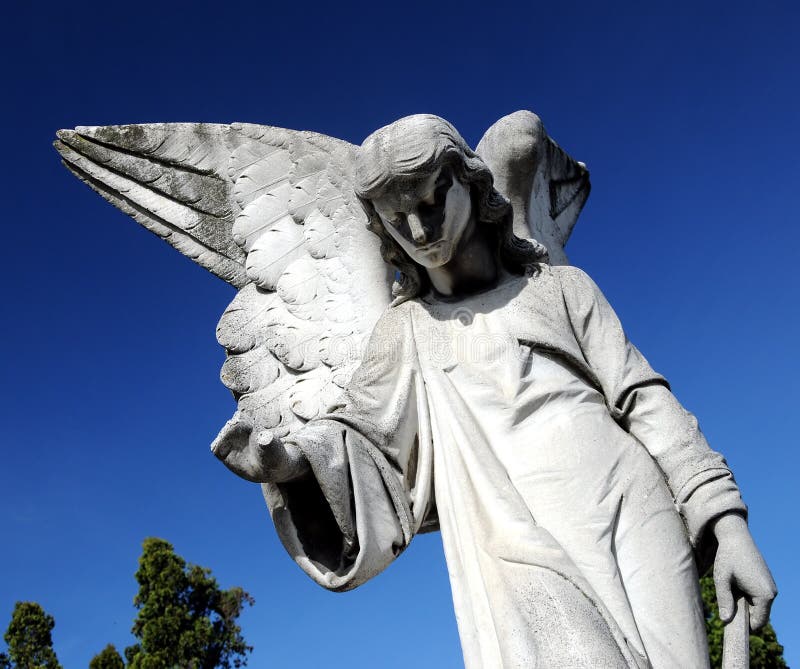 Stone Angel stock image. Image of stone, cross, wings - 4693203