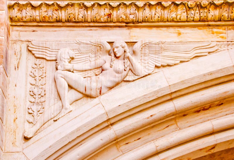 Stone Angel Arch Yale University Stock Image - Image of angel, league ...