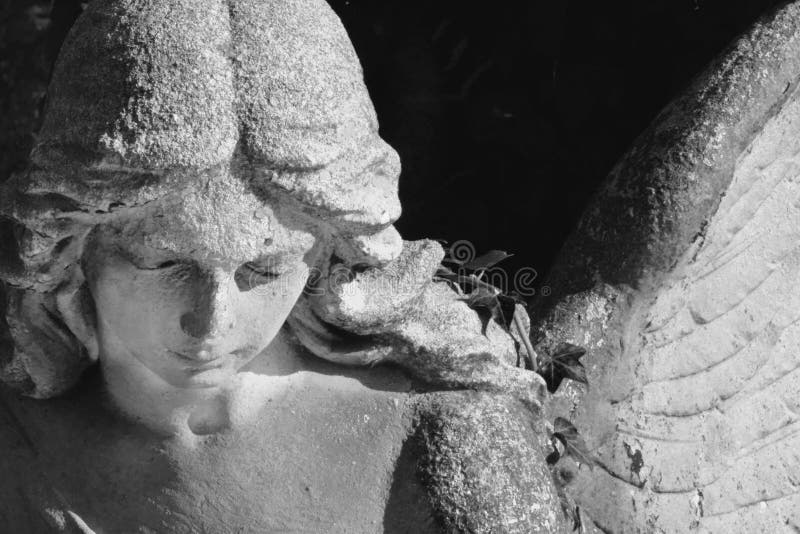 Stone Angel in Black and White Stock Image - Image of cherub, magic ...