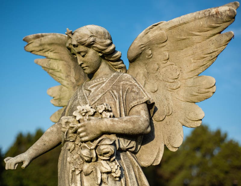 Stone Angel Against Blue Skies Stock Image - Image of statuary, daytime ...