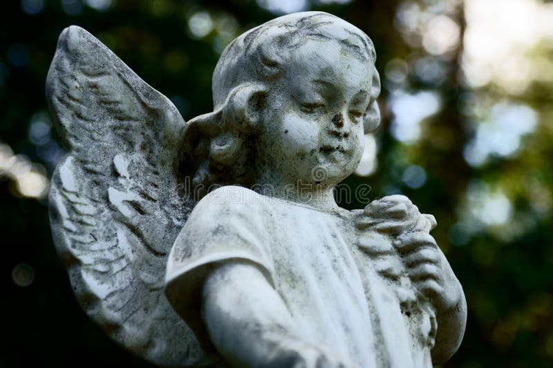Stone Angel Statue on Historic Cemetery Stock Photo - Image of ...