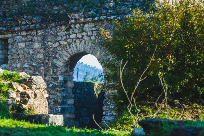 Stone arc at an old castle stock image. Image of forest - 208341303