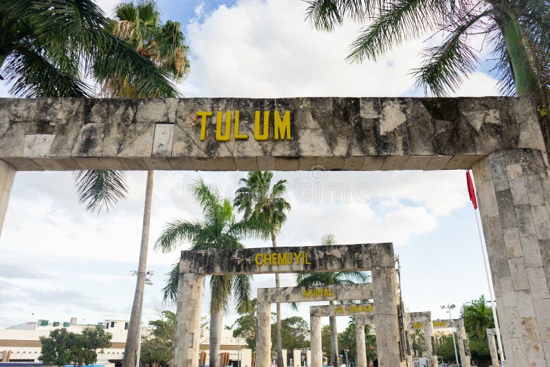 Arc with Tulum sign stock image. Image of arch, place - 174466999