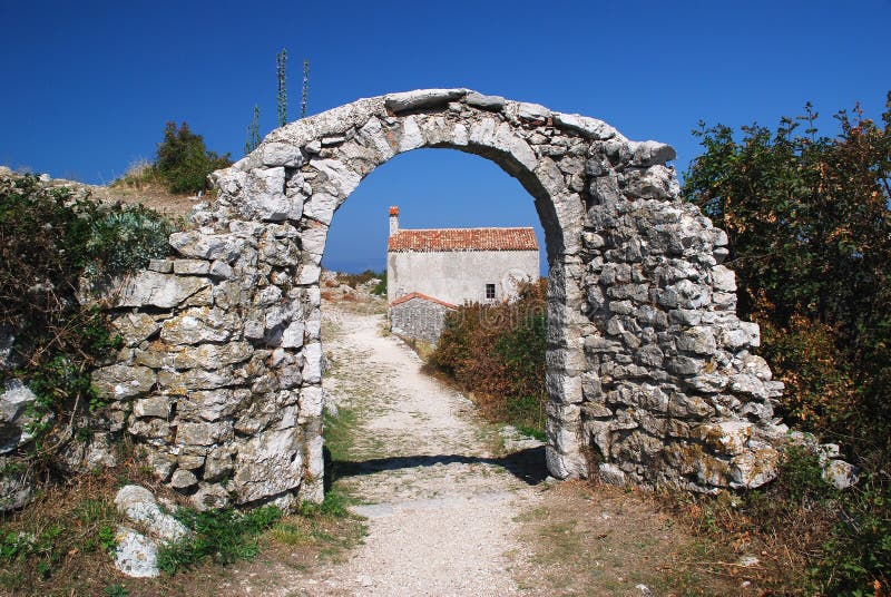 Stone Arch Isolated on White Background Stock Photo - Image of pillar ...
